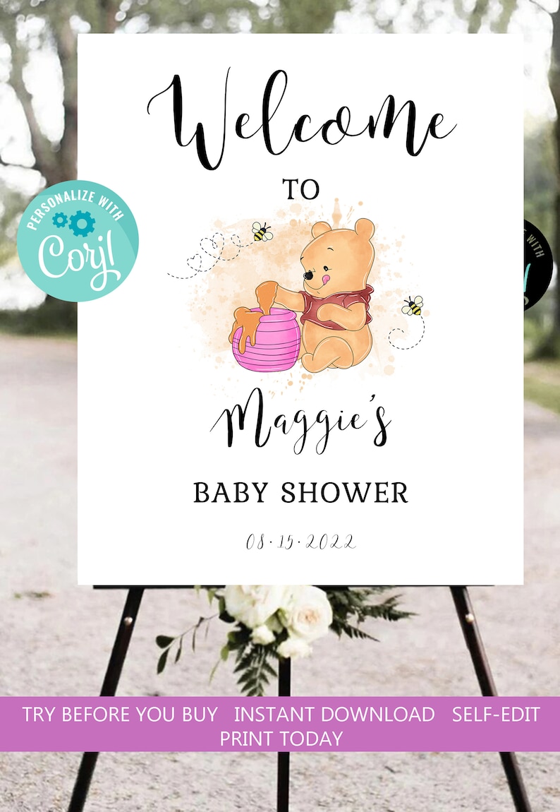 A Little Hunny is on the Way Baby Shower Welcome Sign Winnie - Etsy