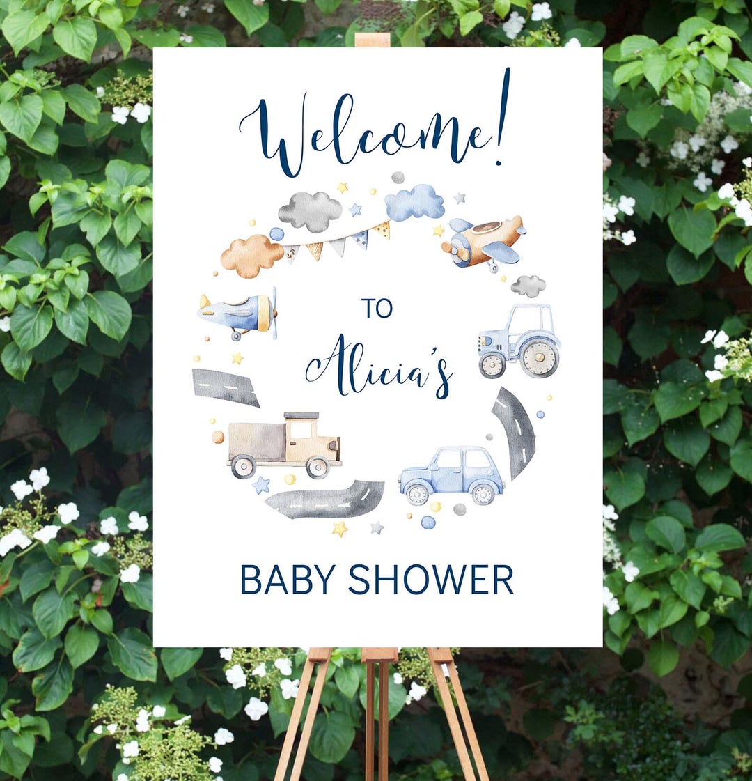 Transportation Baby Shower Welcome Poster Template Oh Boy Baby Shower ...