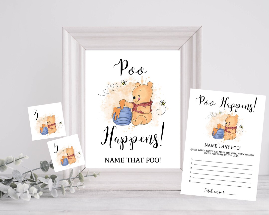 Winnie the Pooh Baby Shower Game: Poo Happens Template (digital ...