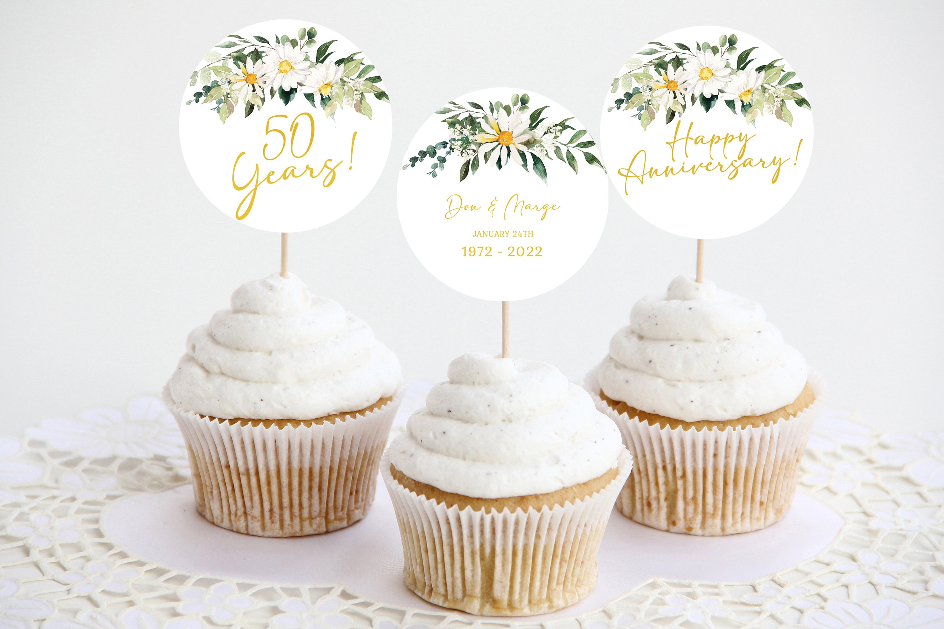 Happy Anniversary Cupcake Toppers