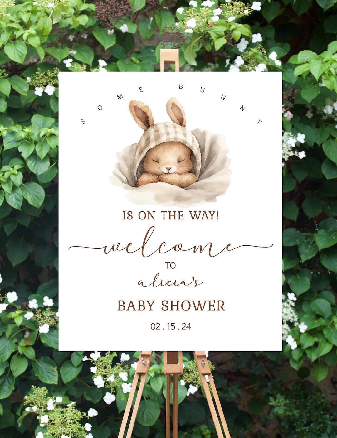 Some Bunny is on the Way Welcome to Baby Shower Sign Poster Cute Bunny ...