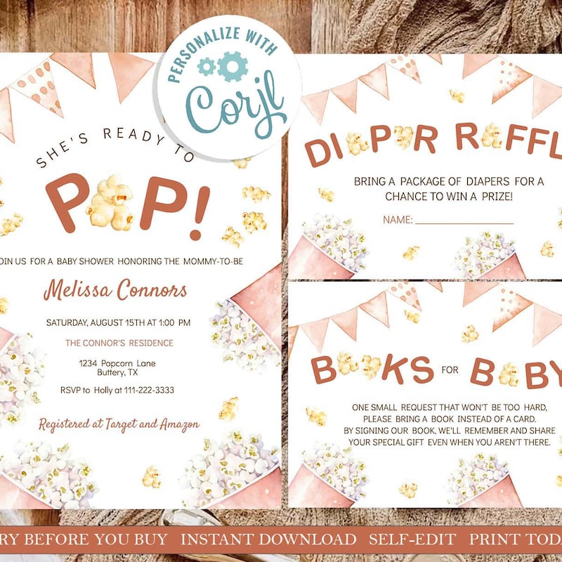 Popcorn Invitation - Etsy