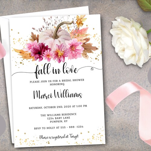 Autumn Bridal Shower Invitation Fall in Love Invitation Fall - Etsy
