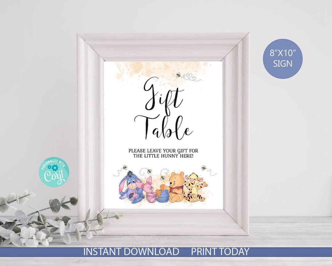 Baby Winnie the Pooh 8" X 10" Gift Table Sign Winnie the Pooh & Friends ...