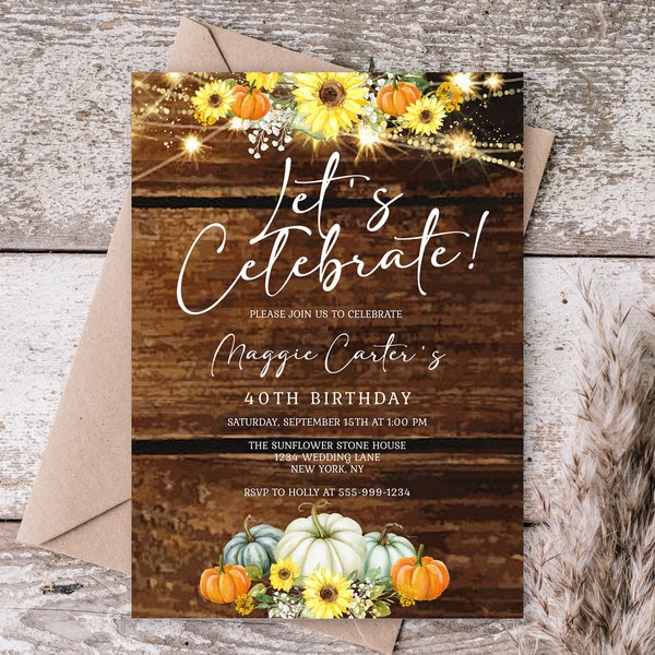 Fall Theme Birthday Invitation - Etsy Canada