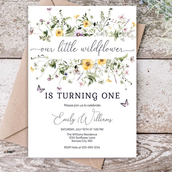 Wildflower Turning 1 Invitation - Etsy