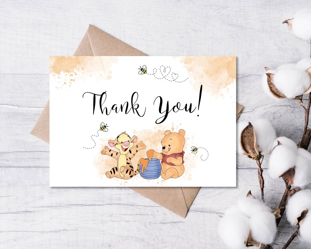 Winnie the Pooh Thank You Card Template Shower/birthday Thank You A ...