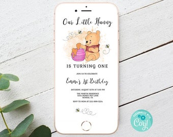 Our Little Hunny is Turning One Birthday Invitation Template Winnie the ...