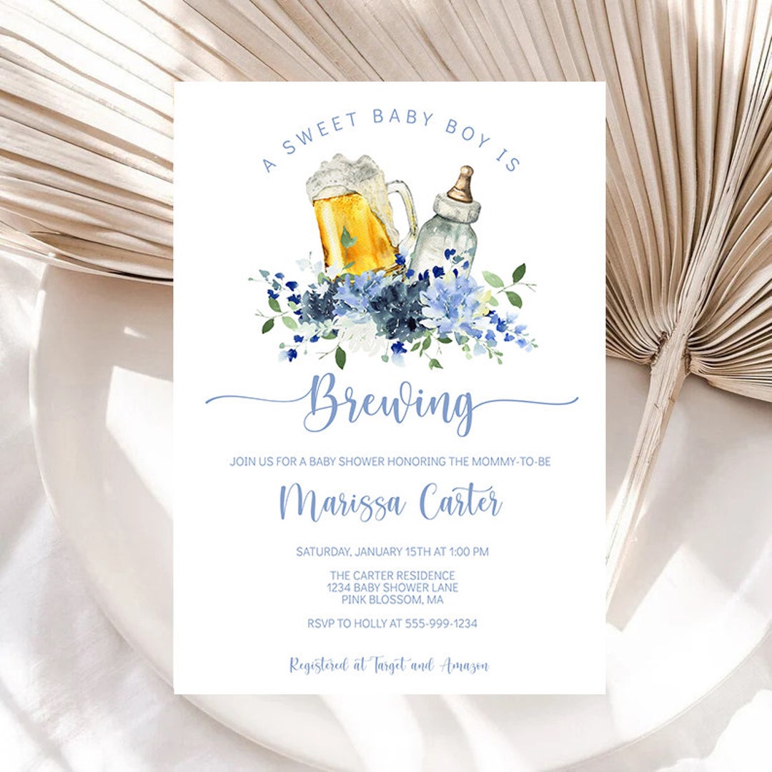 A Sweet Baby Boy is Brewing Baby Shower Invitation Template Beer Baby ...