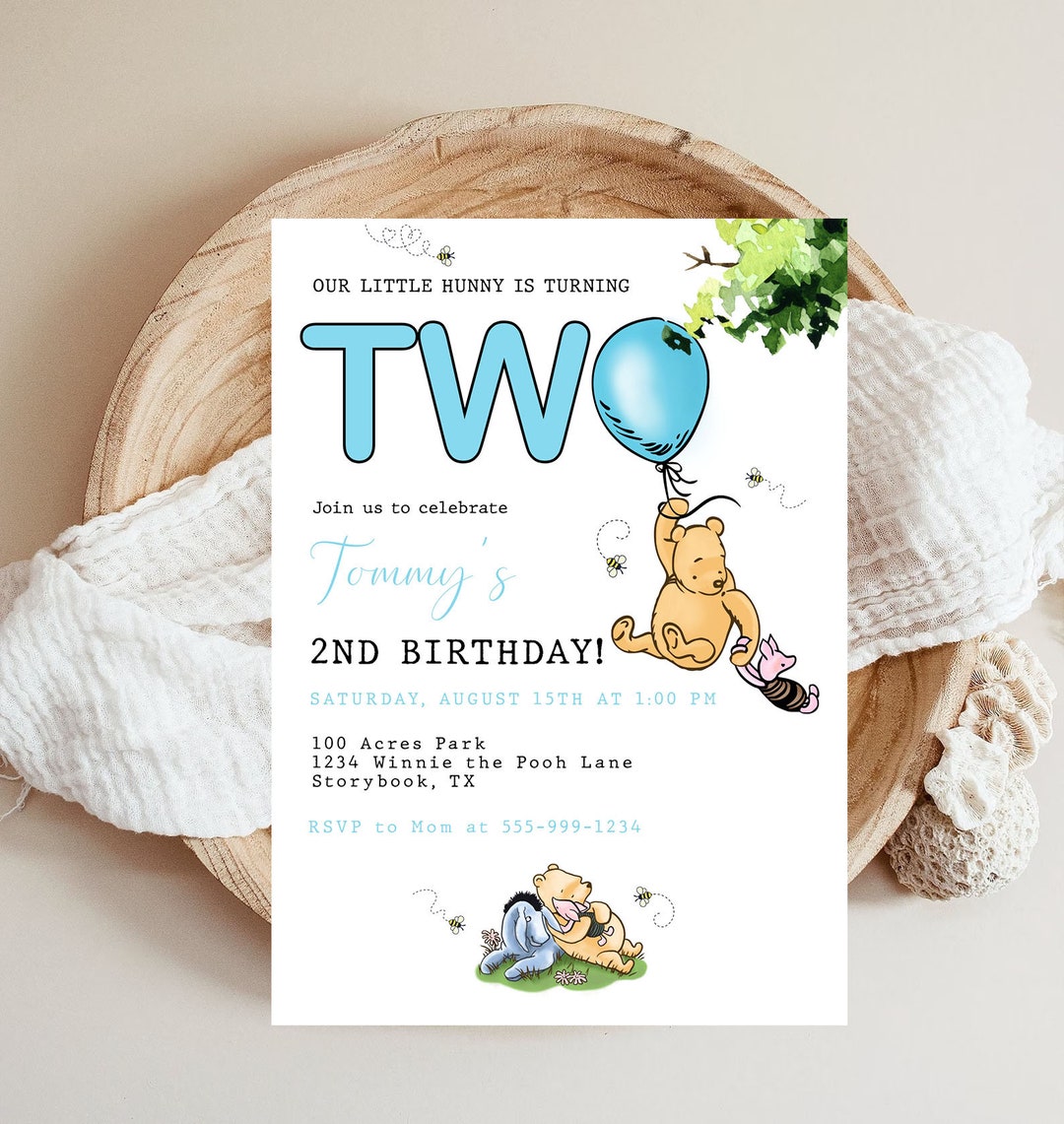 Classic Winnie the Pooh Our Little Hunny is Turning Two Birthday Party ...