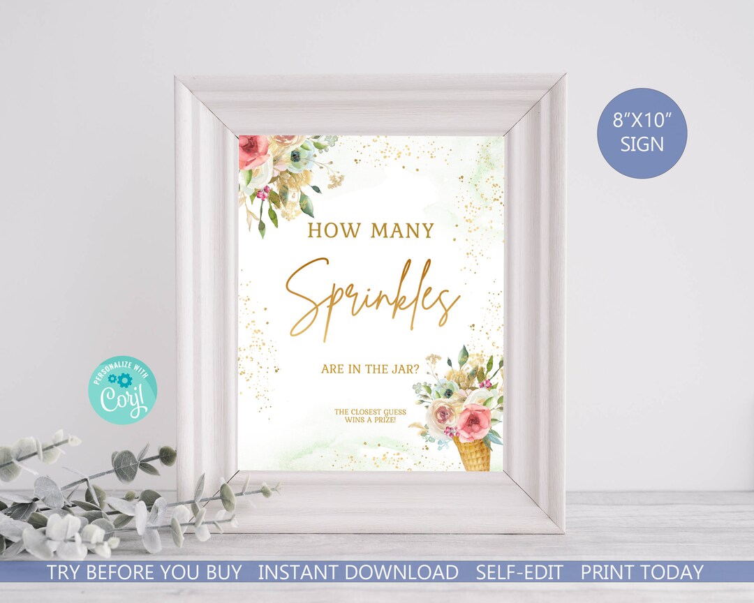 Sprinkles Jar Game Sign, Ice Cream Bridal Shower (printable) - Etsy