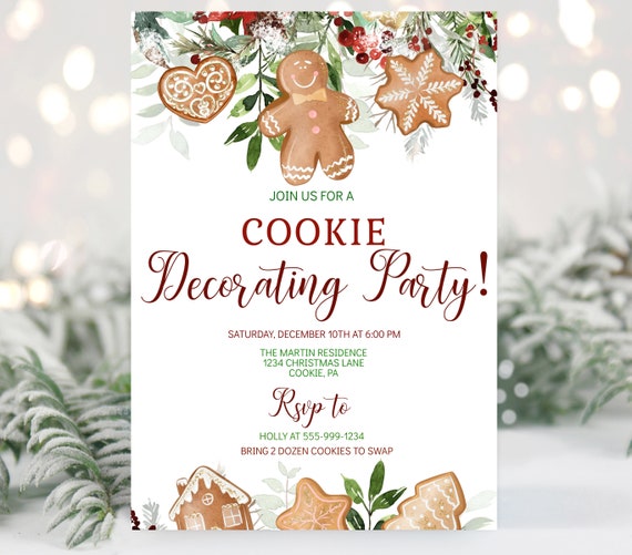 Christmas Cookie Party Invitation Templates Amazon.com : Hadley