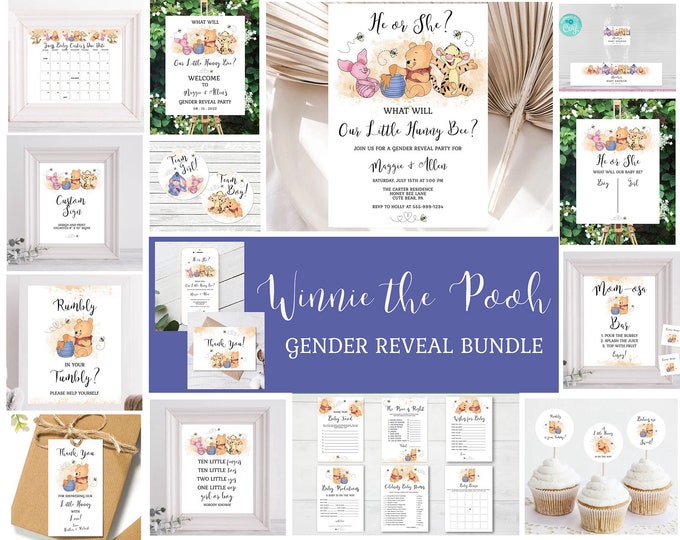 Winnie the Pooh Baby Shower Bundle, Editable Templates A Little Hunny ...