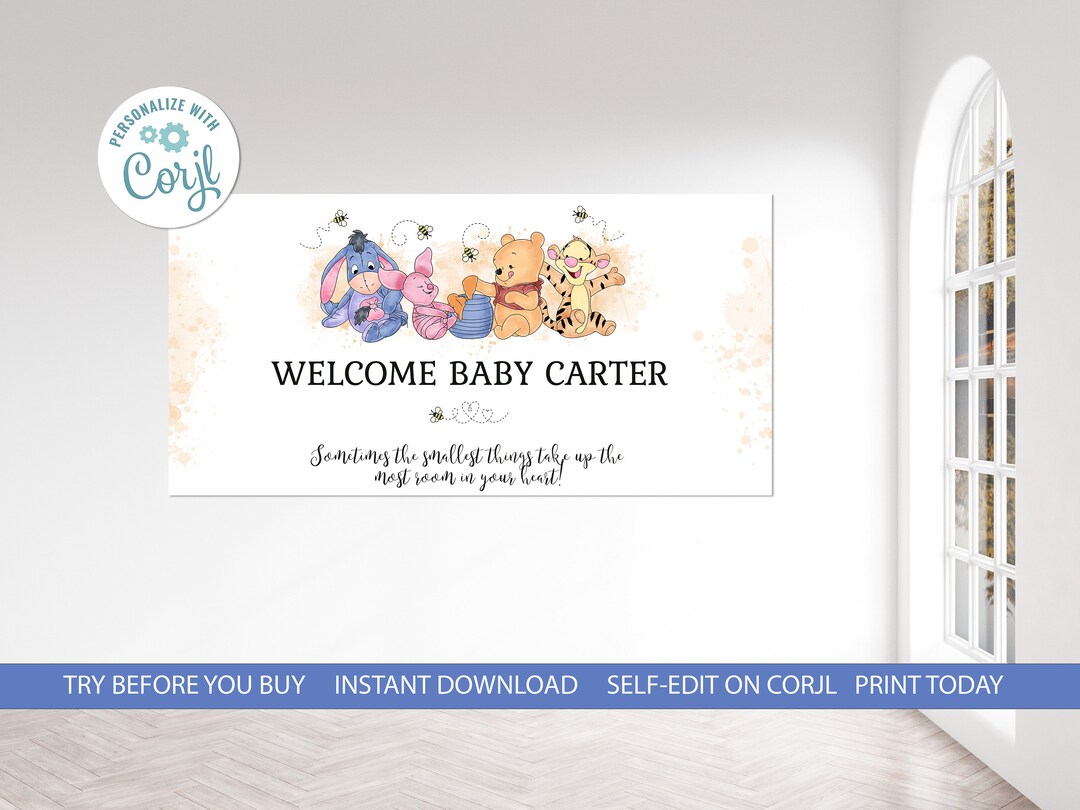 Winnie the Pooh and Friends Back Drop Template Winnie Pooh Baby Shower ...