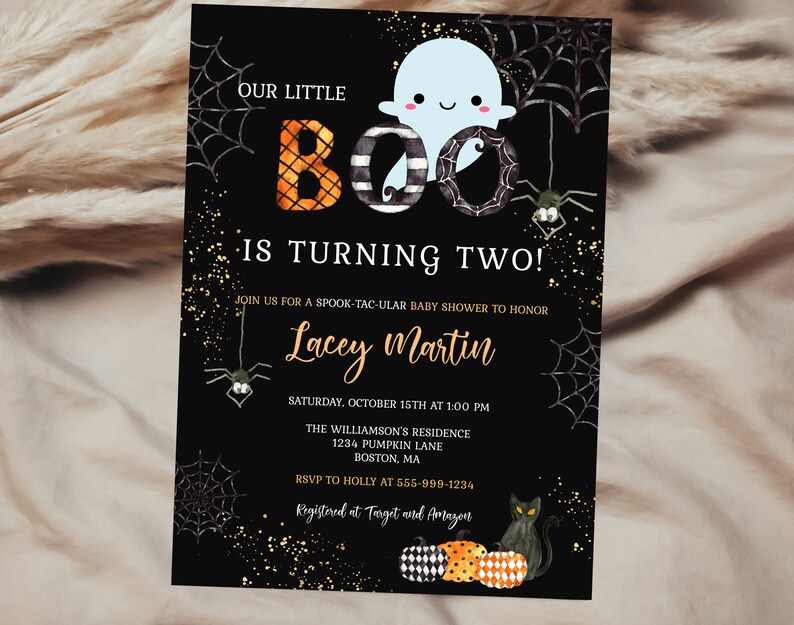 Our Little Boo is Turning Two Birthday Invitation Template - Etsy