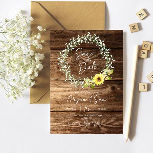 Rustic Save the Date Card Printable Editable Template | Etsy