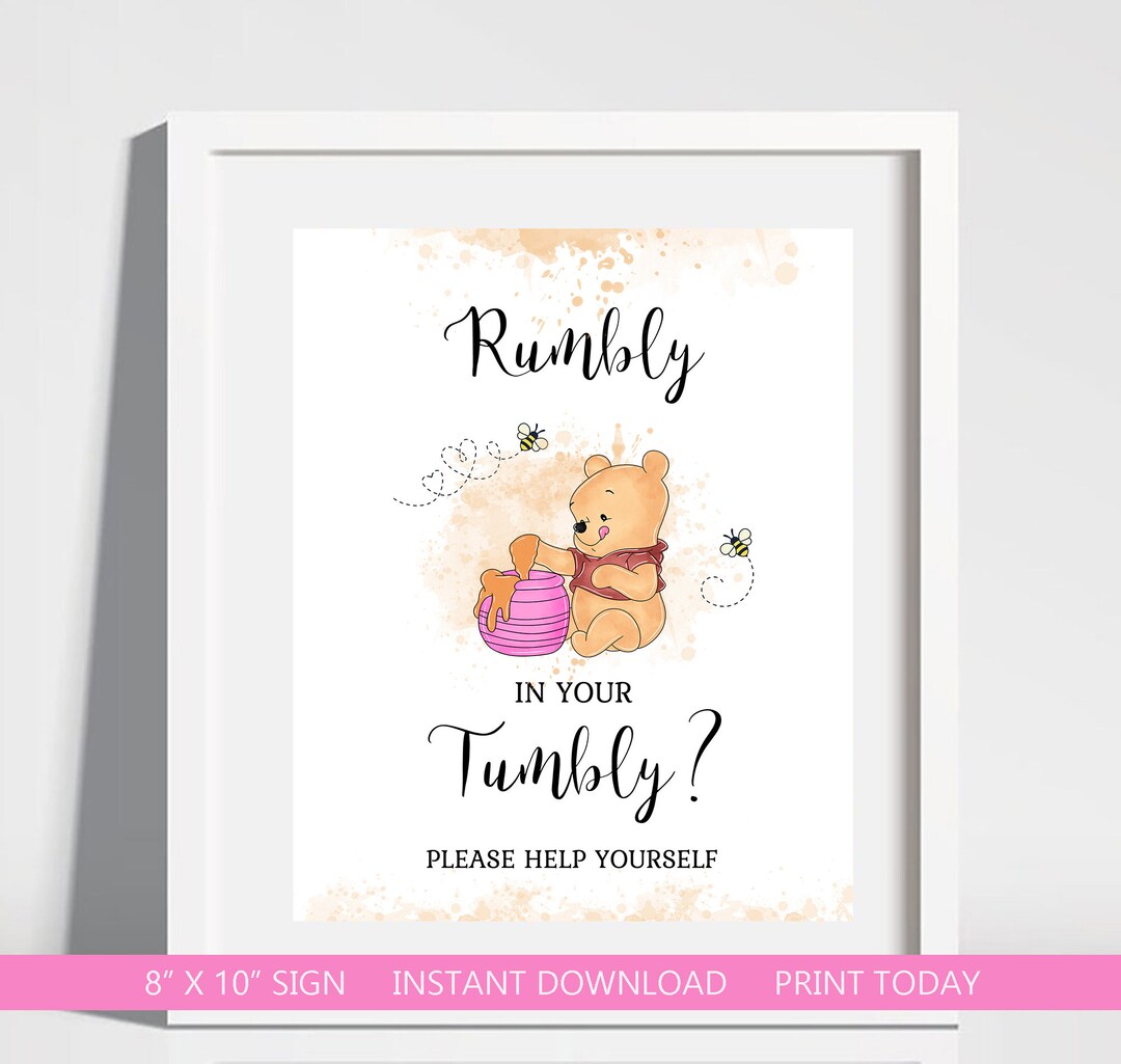Winnie Pooh Rumbly in Your Tumbly? Sign Baby Girl Winnie Pooh Shower It ...