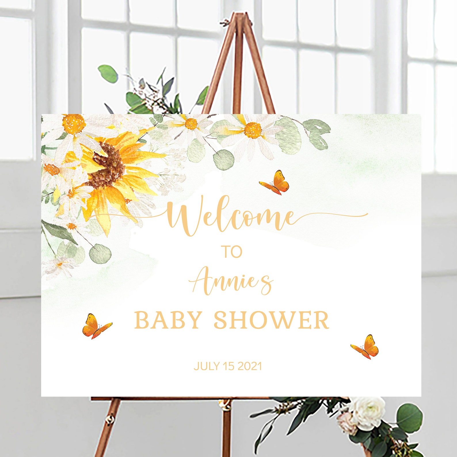 Daisy Sunflower Baby Shower Welcome Sign Template Welcome to - Etsy