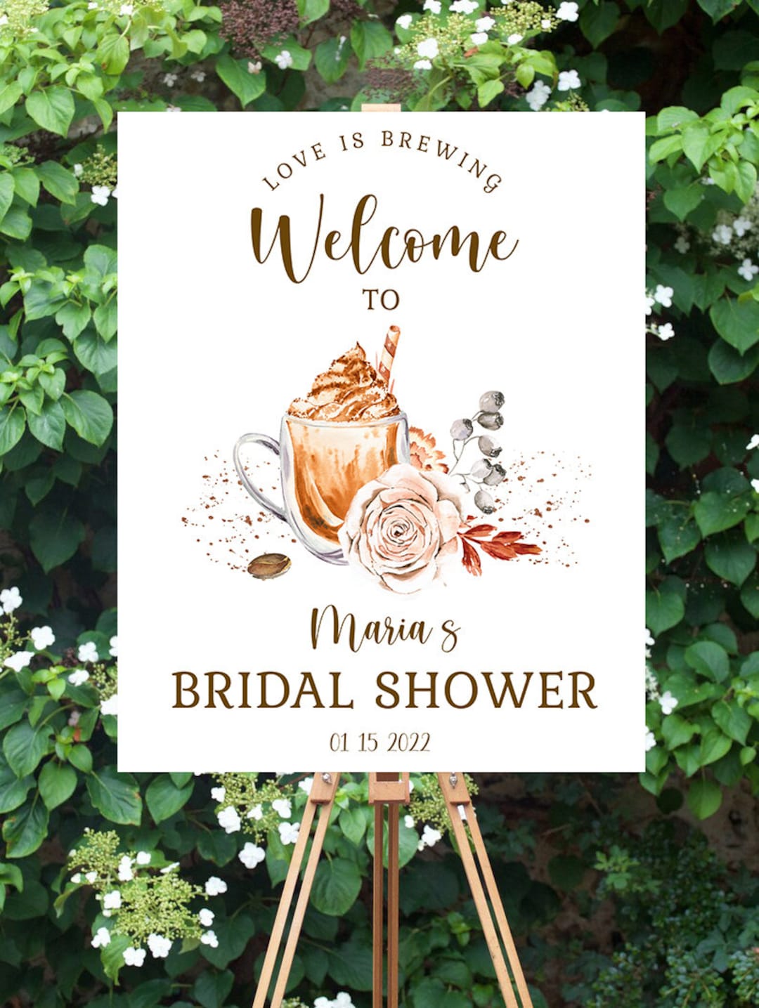 Boho Love is Brewing Bridal Shower Welcome Sign Template Coffee Theme ...