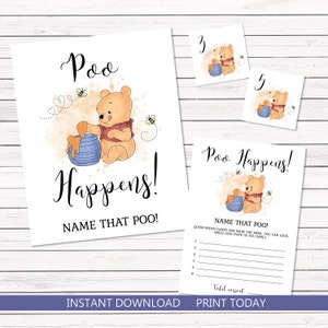 Winnie the Pooh Poo Happens Baby Shower Game Template Guess the Poop ...