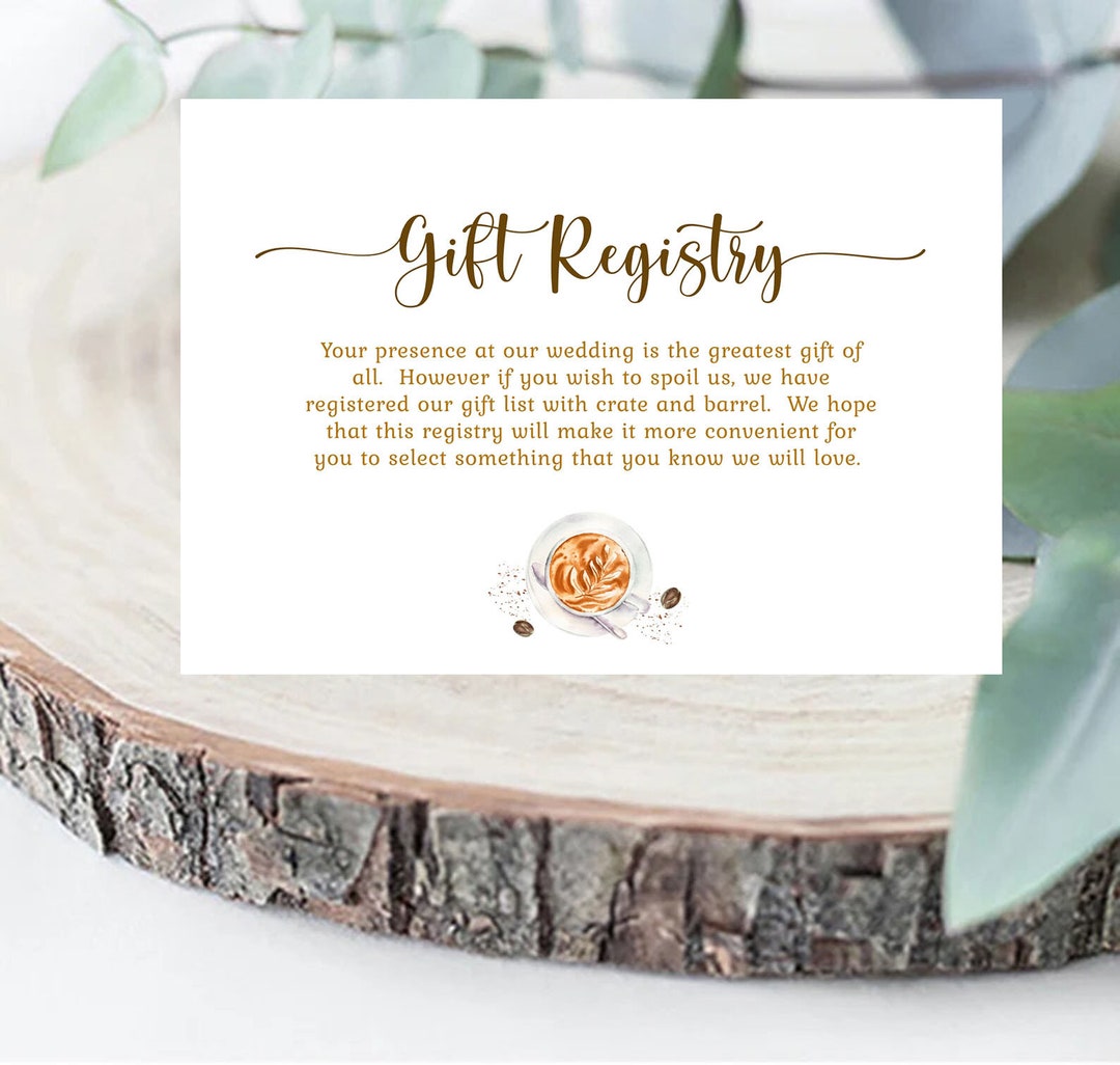 Gift Registry Card Template Coffee Theme Bridal Shower Love is Brewing ...