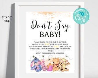 A Little Hunny is on the Way Baby Shower Welcome Sign Template Winnie ...