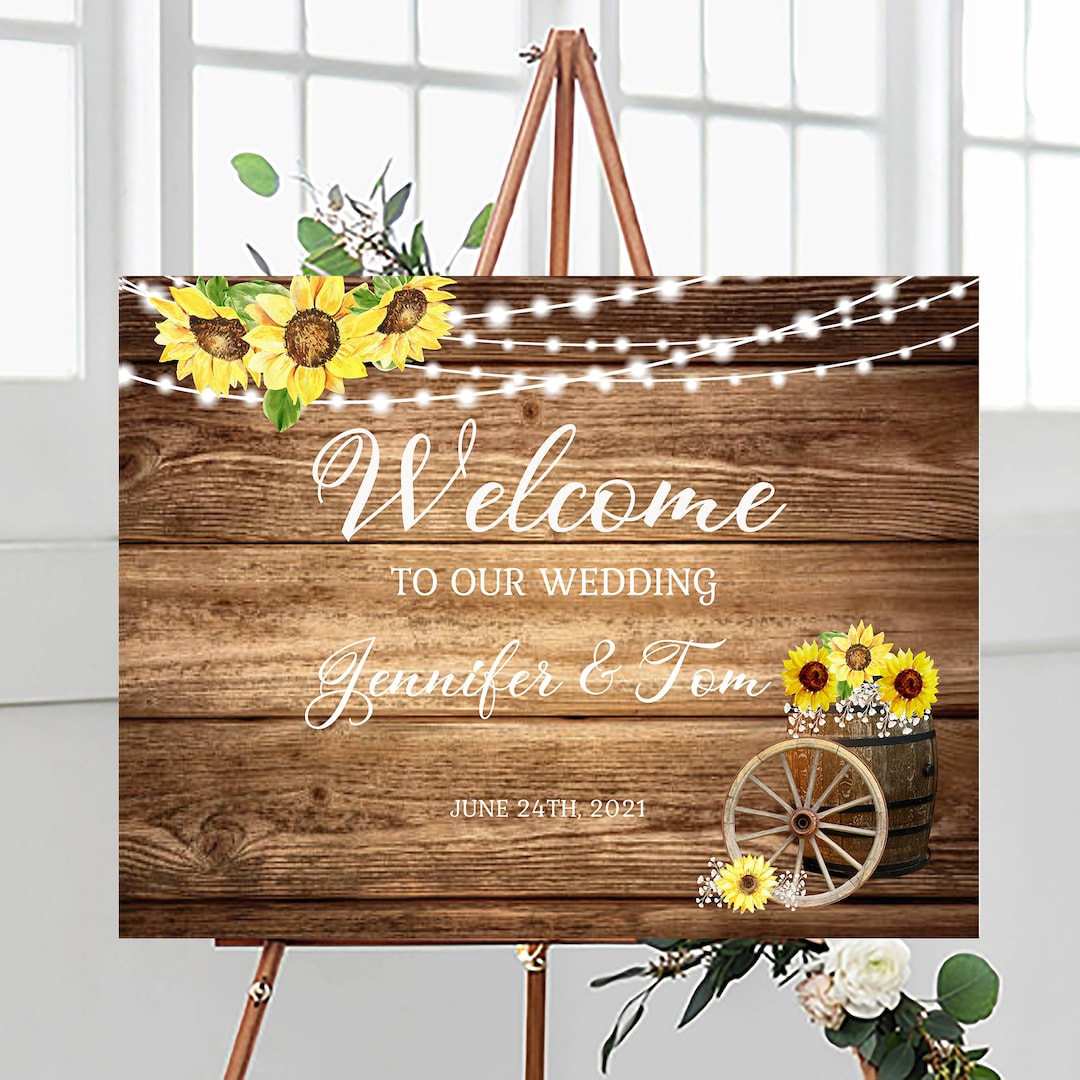 Rustic Sunflower Welcome to Wedding Sign Template, Western Wedding ...