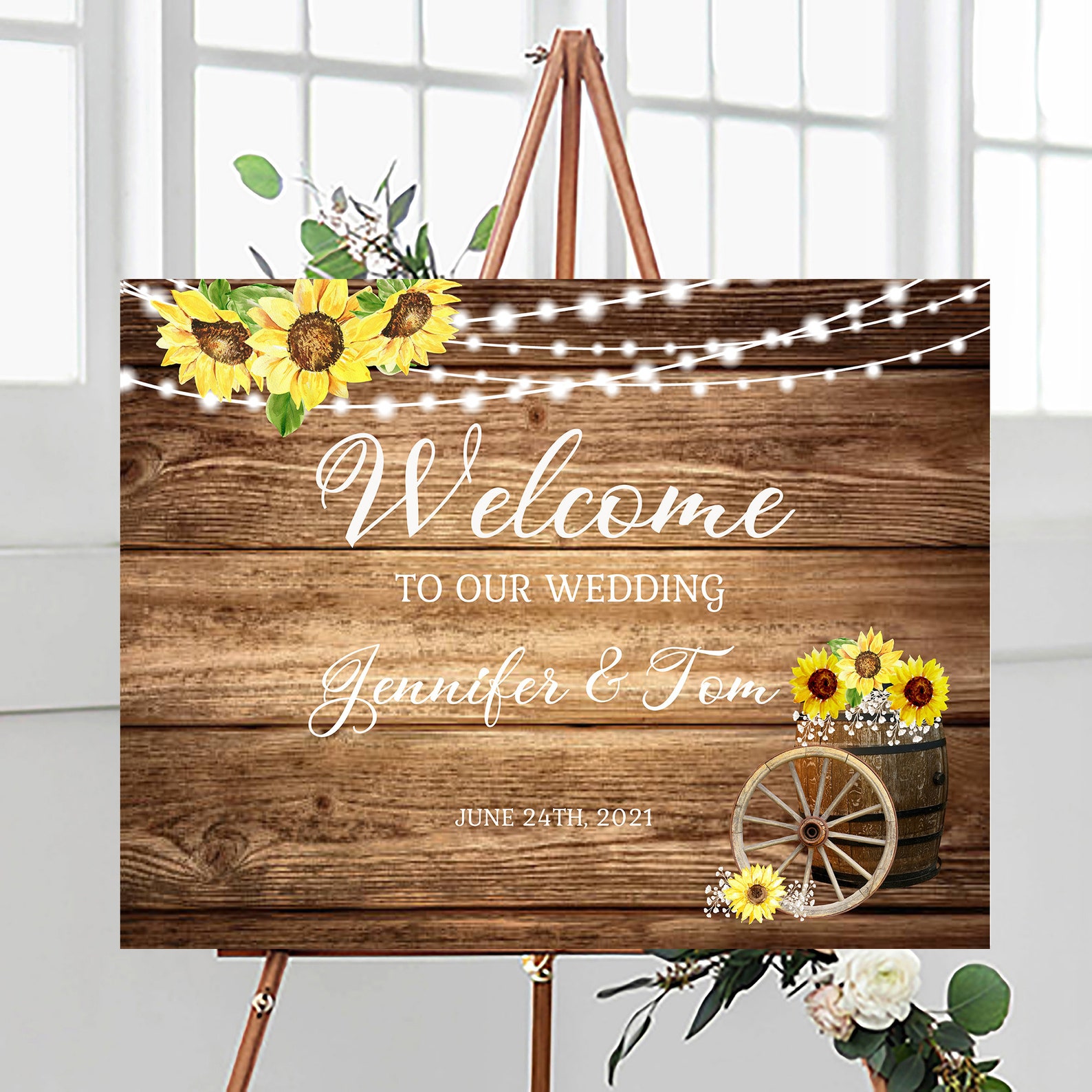 Rustic Sunflower Welcome to Wedding Sign Template, Western Wedding ...