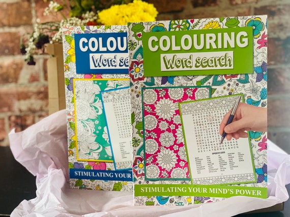 2 A4 Colouring & Wordsearch Puzzle Books Perfect Gift | Etsy