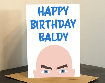 Bald Birthday Card - Etsy UK