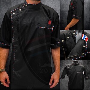 Barber Cut Jacket / Smock - Black With Barber Pole Trim - Etsy
