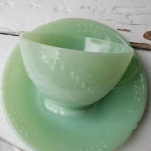 RARE Jadeite Sheaves of Wheat Fire King Cup & Saucer Set - Vintage ...