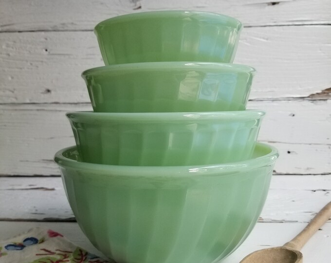 Jadeite Fire King Swirl Mixing Bowl Set Vintage Jadeite - Etsy