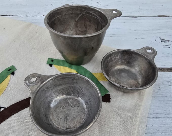 Vintage Aluminum EKCO USA Measuring Cup Set - Tab Handle Nesting Cups ...