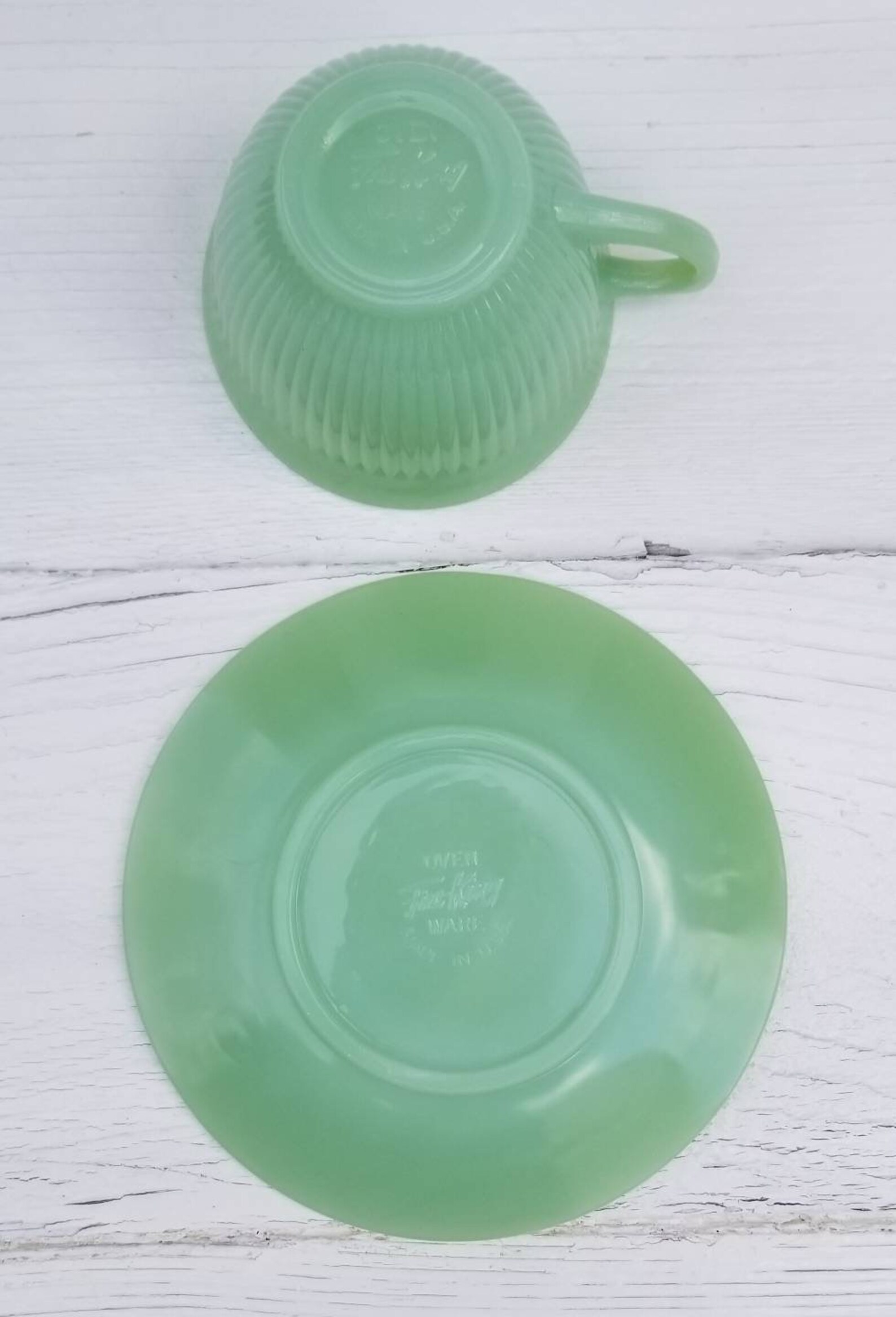 Jadeite Fire King Cup & Saucer Set Jane Ray Cup And Saucer | Etsy