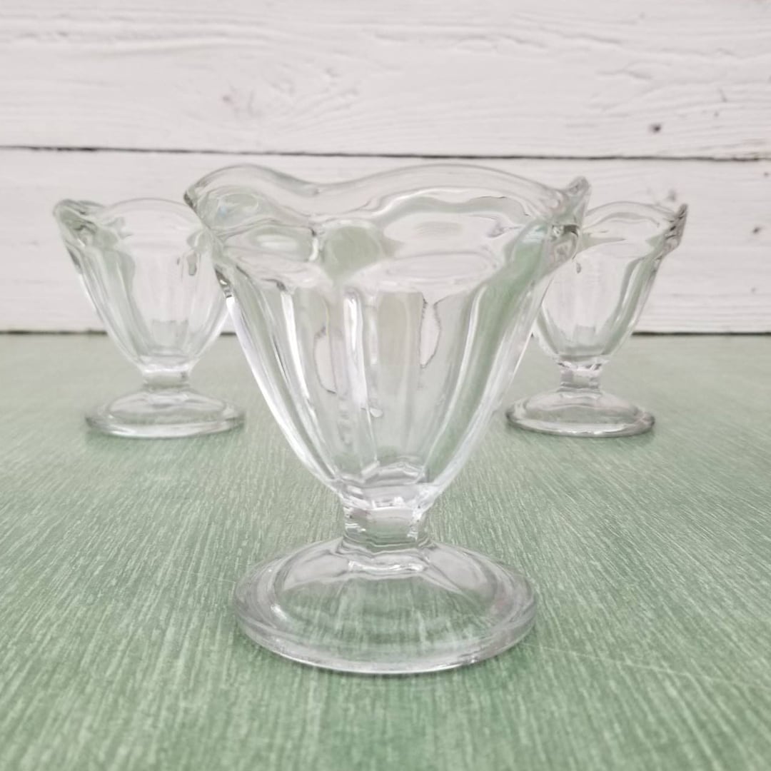 Vintage Ice-cream Sundae Glass Set - Short Anchor Hocking - Sundae ...
