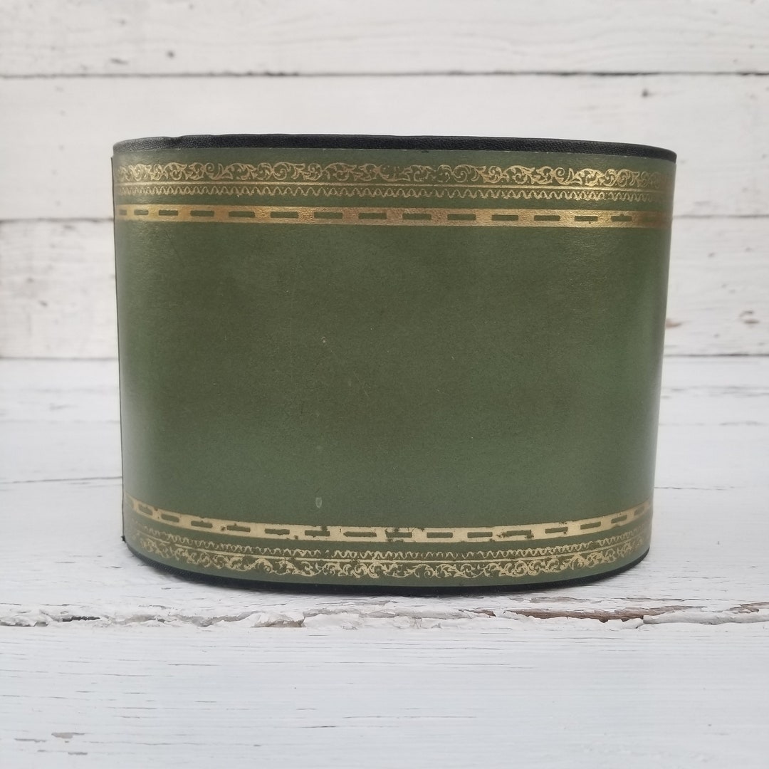 Vintage Leather Desk Caddy Green Leather With Gold Accent - Etsy