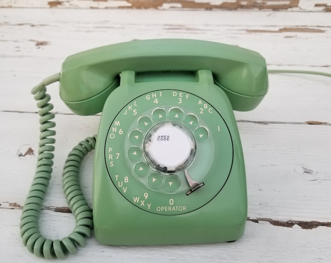Jadeite Green Rotary Phone - Vintage Rotary Desk Telephone - Automatic ...
