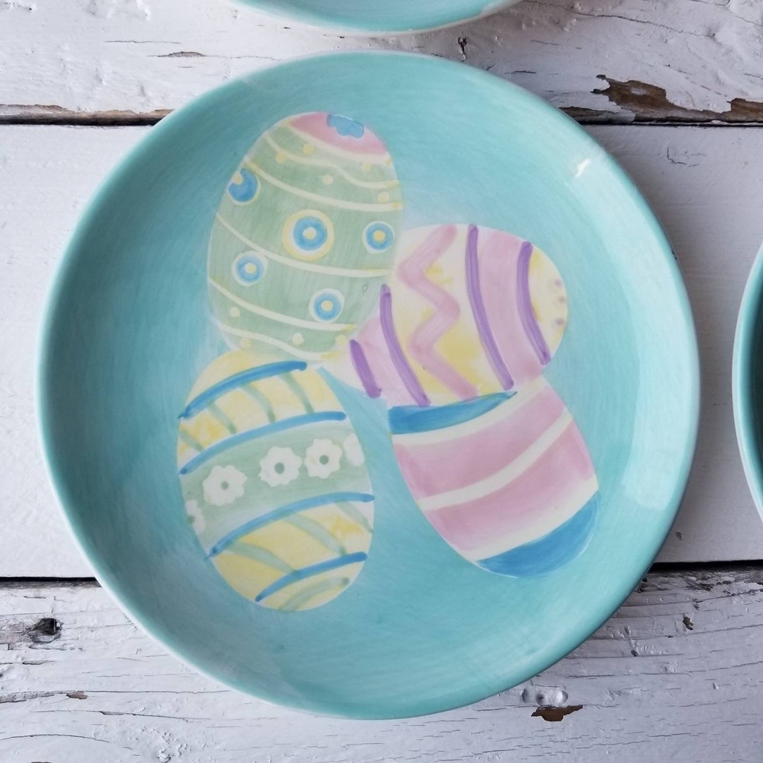 Easter Dessert Plate - 8" Hand-painted Easter Egg Design Plate ...