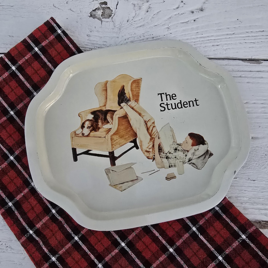 Vintage "the Student" Tray - Norman Rockwell Tray - Small Metal Tray ...