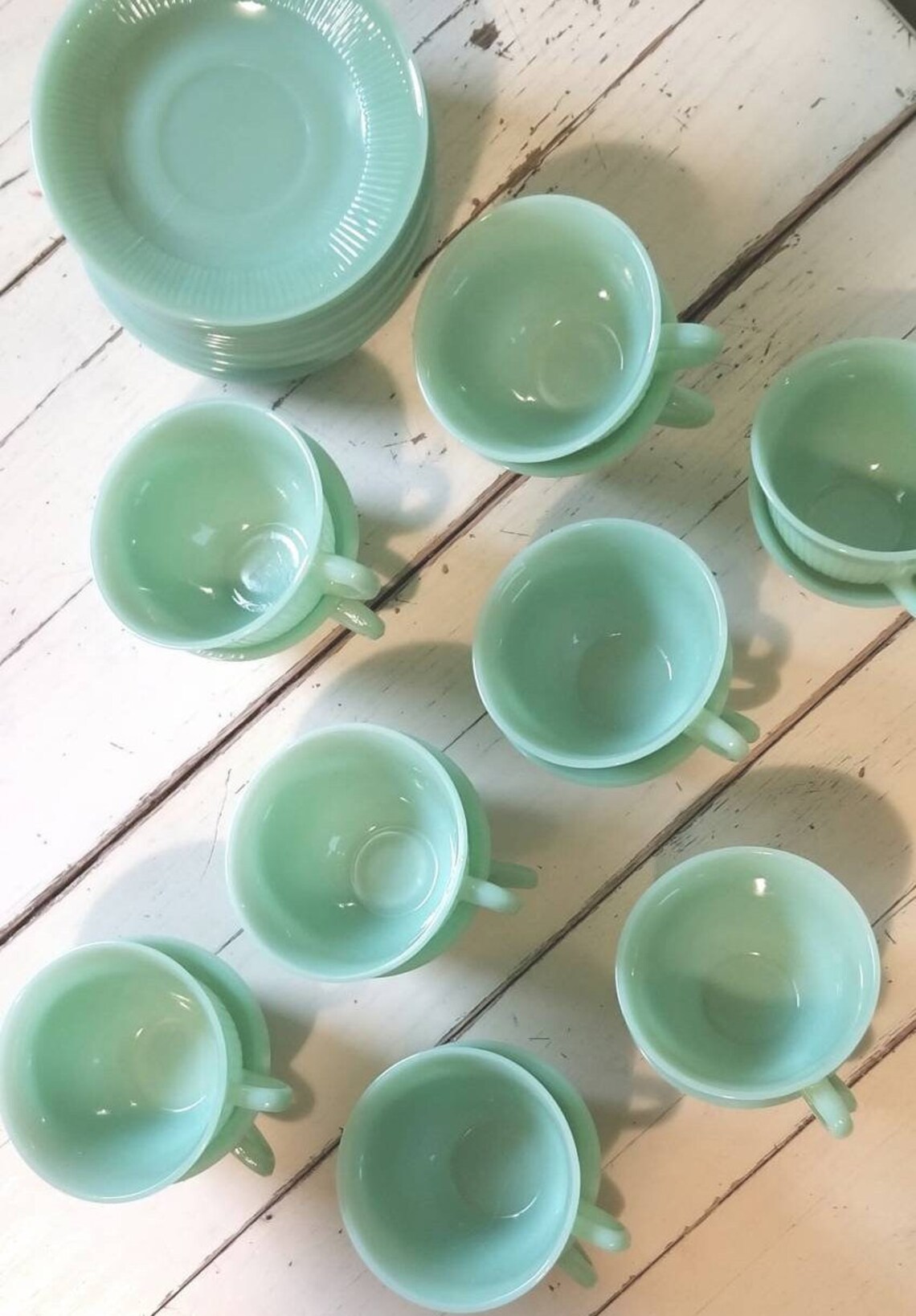 Jadeite Fire King Cup & Saucer Set Jane Ray Cup and Saucer - Etsy