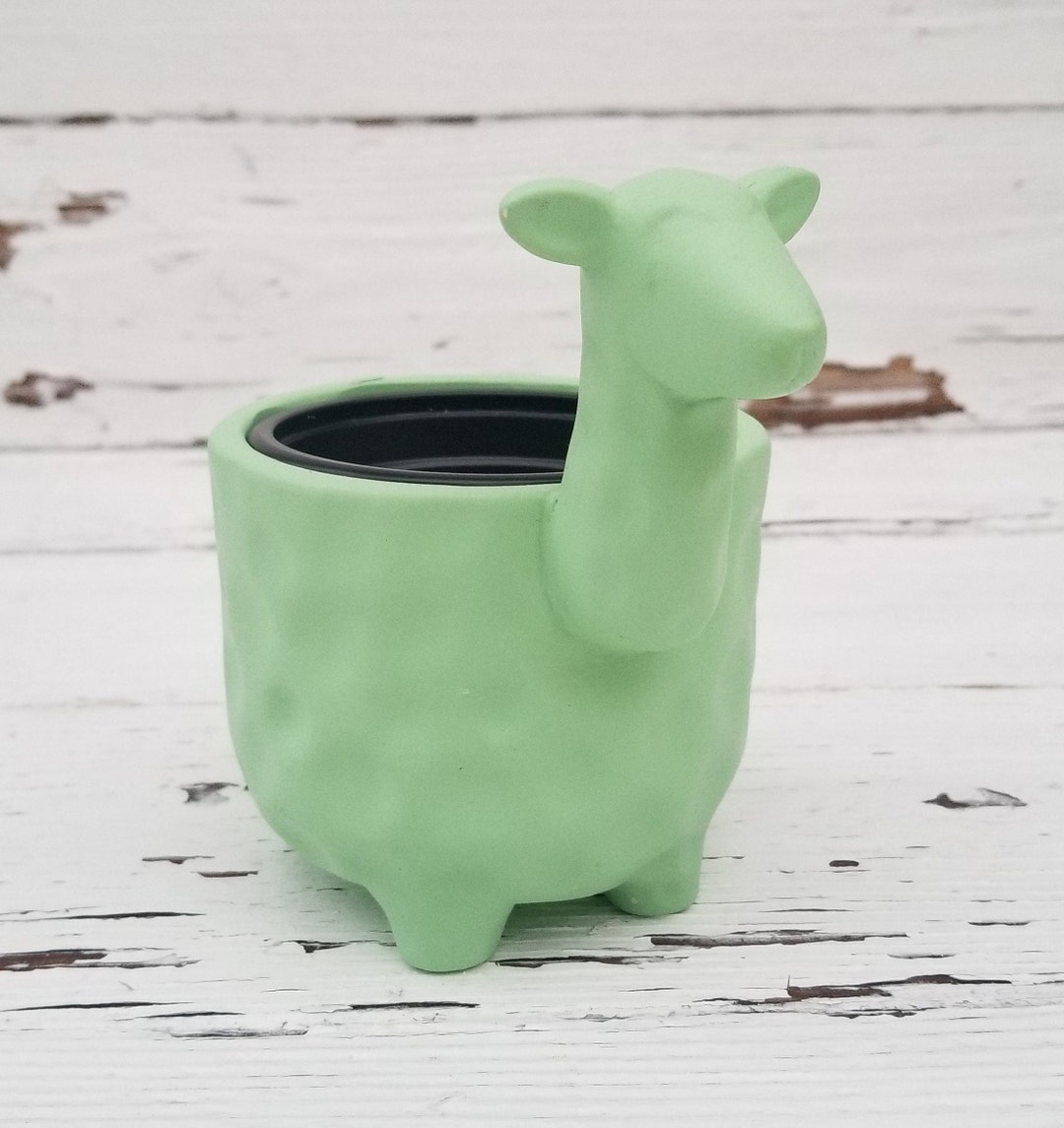 Jadeite Green Llama Planter - Green Ceramic Llama Shaped Flower Pot ...