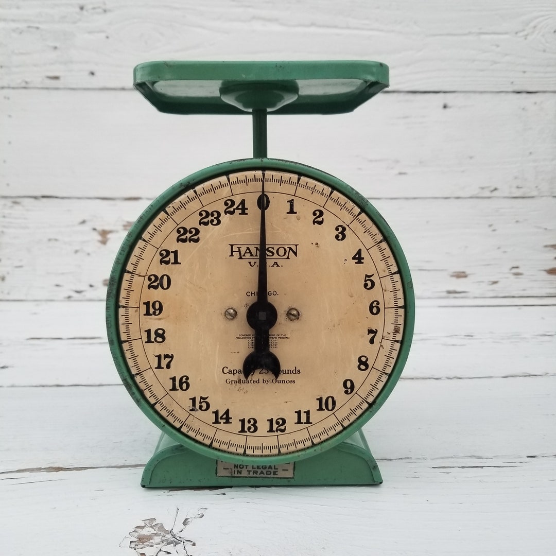 Vintage Jadeite Green Scale Hanson 25 Lb Kitchen Scale Rustic Primitive ...