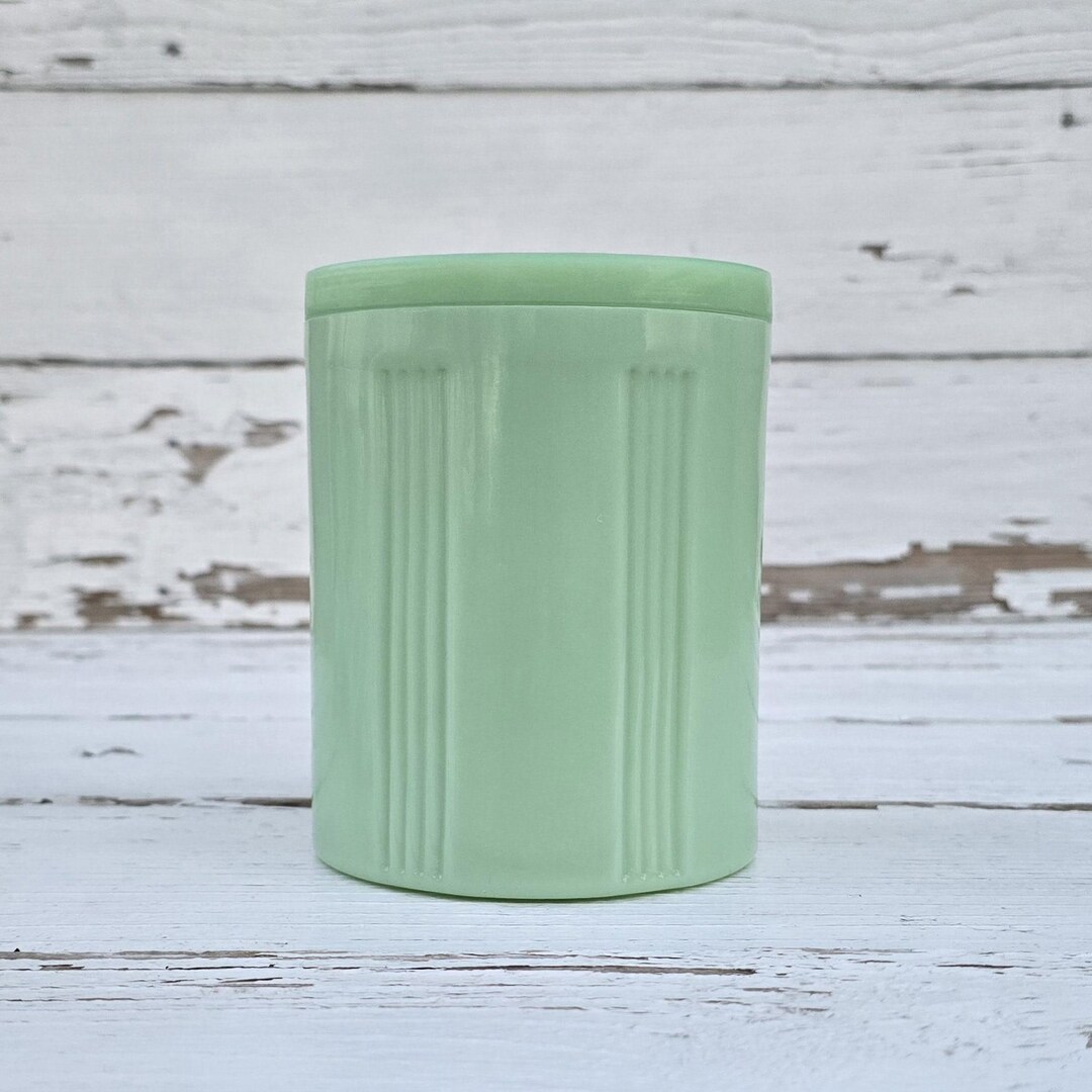 Jadeite Canister & Lid - 3.5 Cup Ribbed Jadite Covered Canister - Small ...