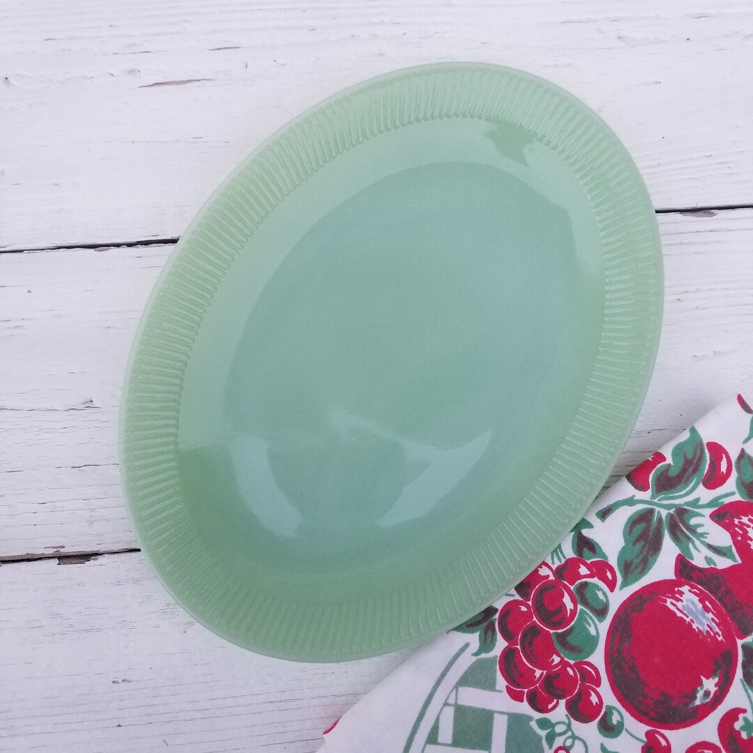 Jadeite Fire King Platter - Jane Ray Jadeite Platter - Vintage Anchor ...