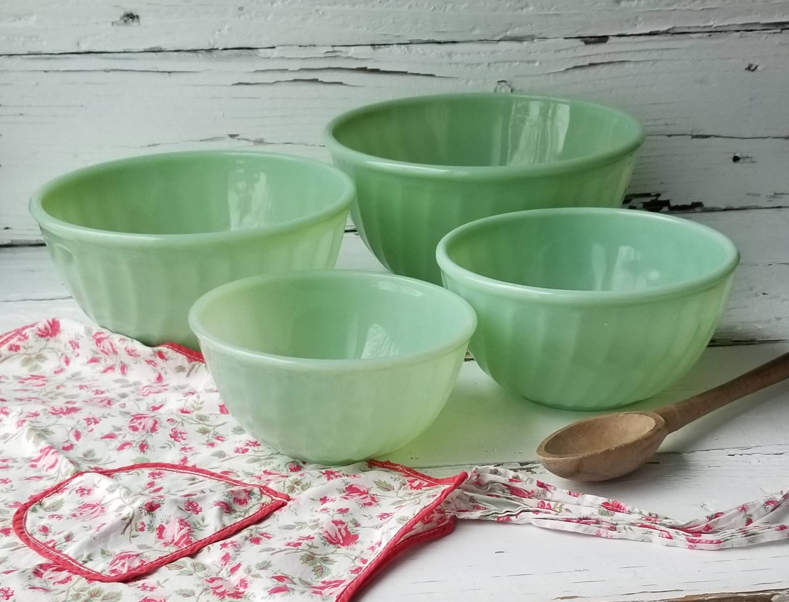 Jadeite Fire King Swirl Mixing Bowl Set Vintage Jadeite - Etsy