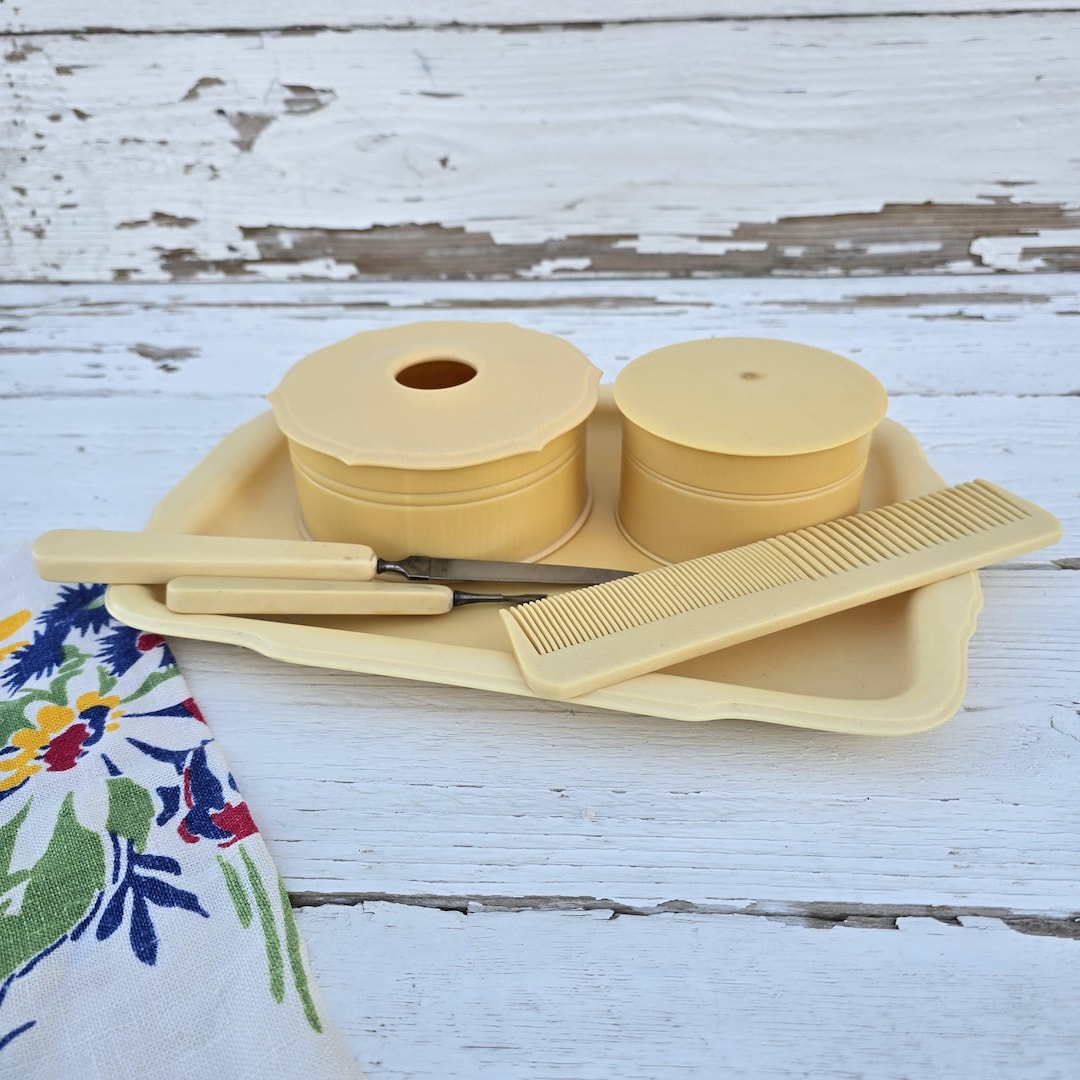 Rare Vintage Fairfax Ivory Fiberloid Vanity Set - Ivory Vanity Tray Set ...