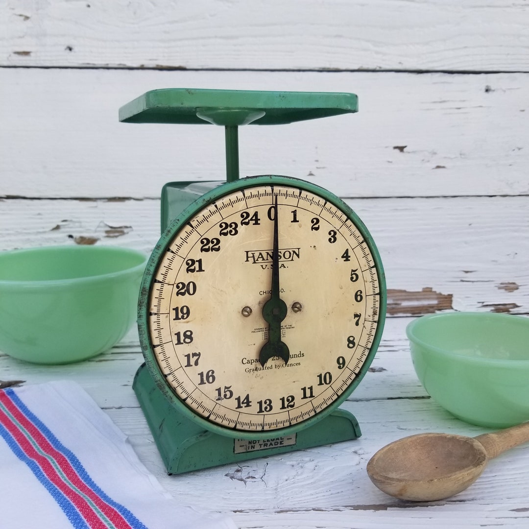 Vintage Jadeite Green Scale - Hanson 25 Lb Kitchen Scale - Rustic ...