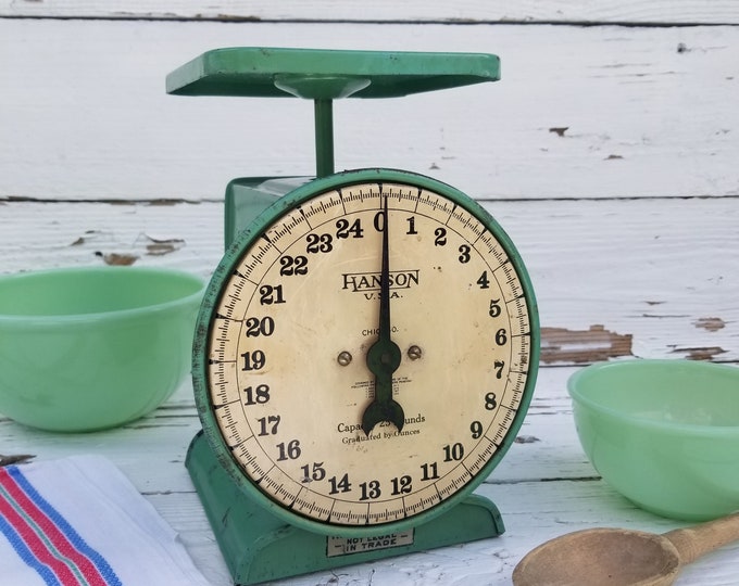 Vintage Jadeite Green Scale - Hanson 25 Lb Kitchen Scale - Rustic ...
