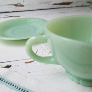 RARE Jadeite Sheaves of Wheat Fire King Cup & Saucer Set - Vintage ...